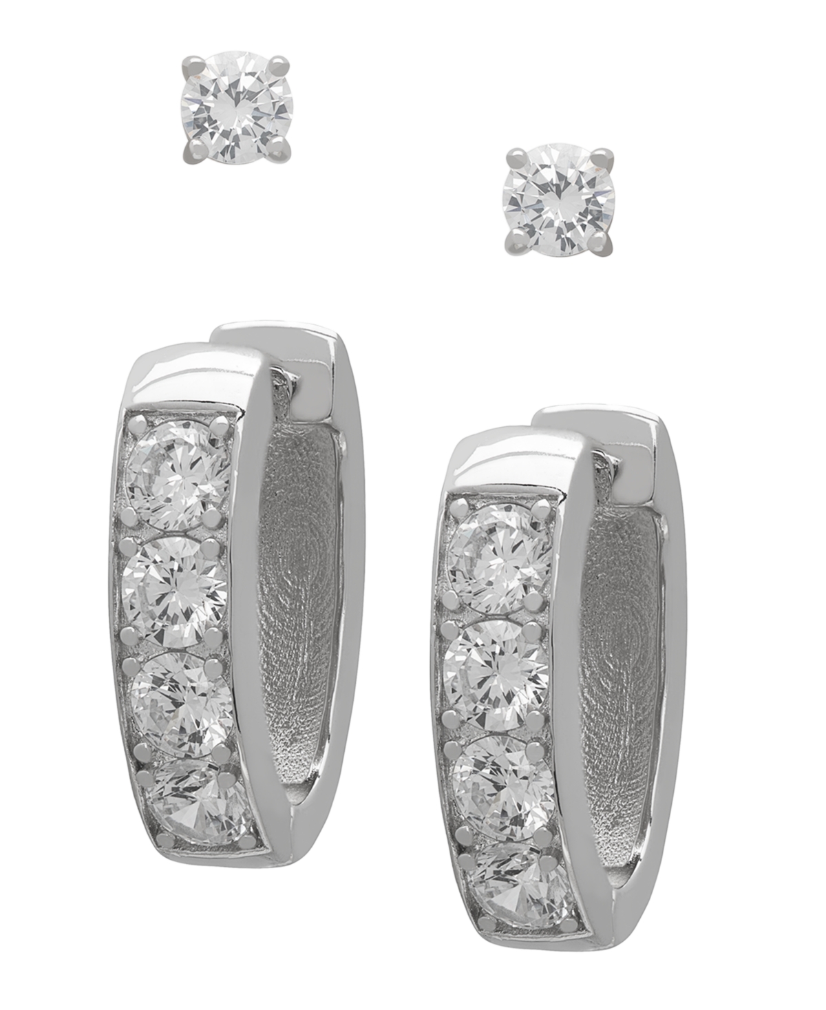Click here for Macys 2-Pc. Lab-Grown White Sapphire Hoop & Stud (... prices