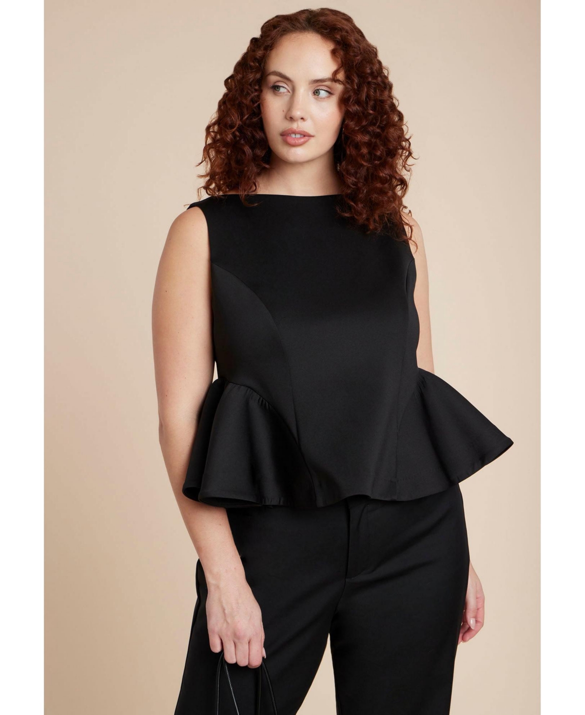 Click here for Eloquii Womens Flared Peplum Top - Black onyx prices