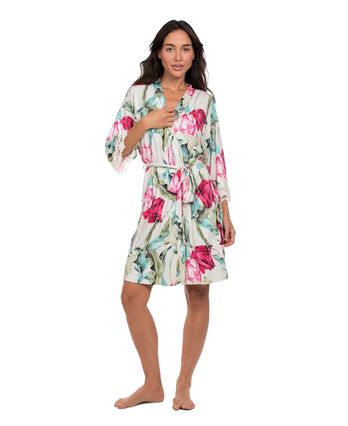 Click here for Linea Donatella Womens Tulip Garden Print Knit Wra... prices