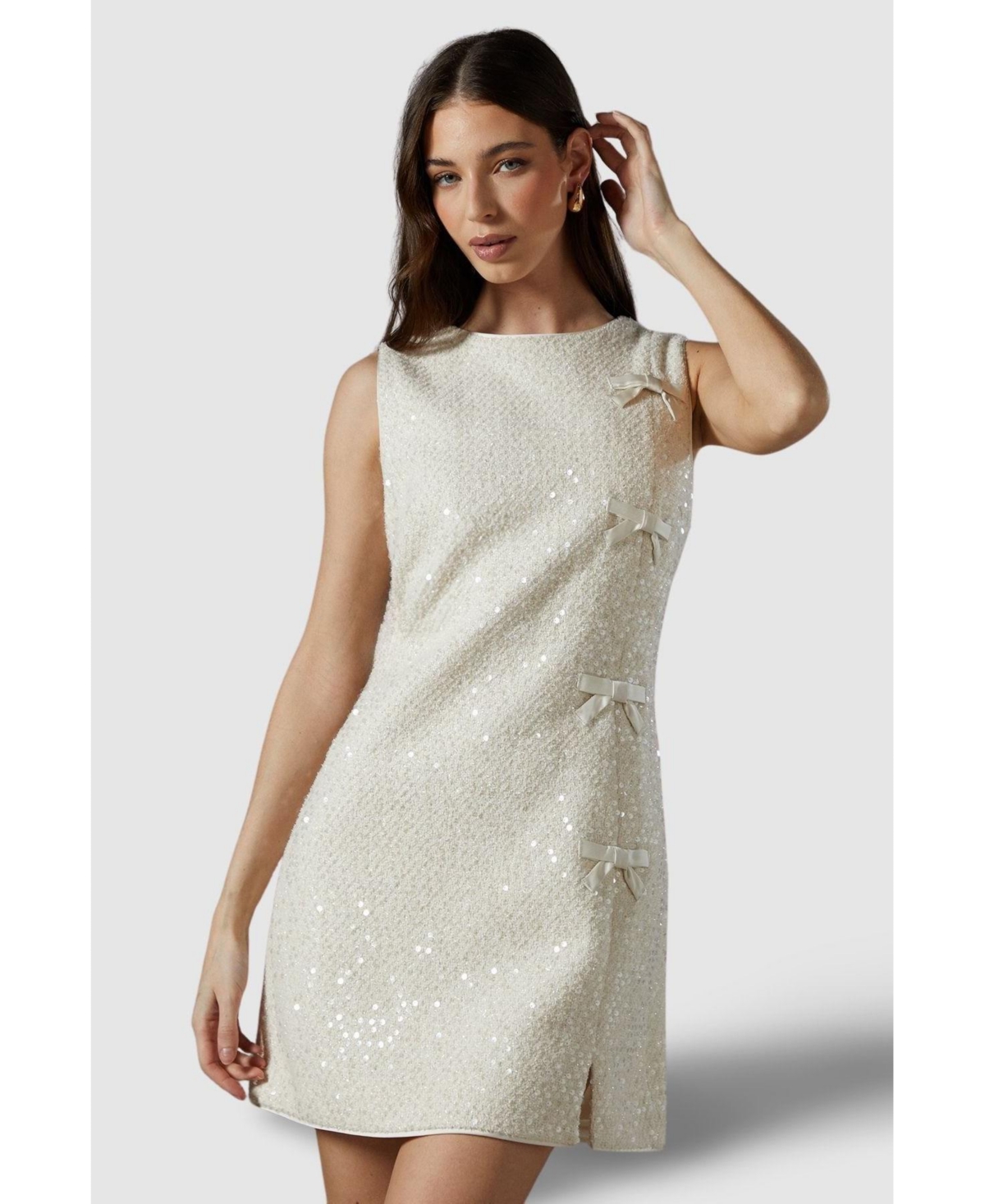 Click here for Coast Sequin Boucle Shift Dress - Ivory prices