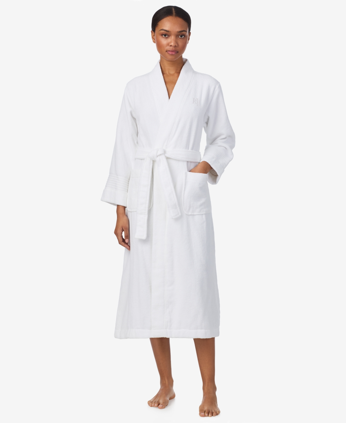 Click here for Lauren Ralph Lauren Womens Long-Sleeve Robe - Whit... prices