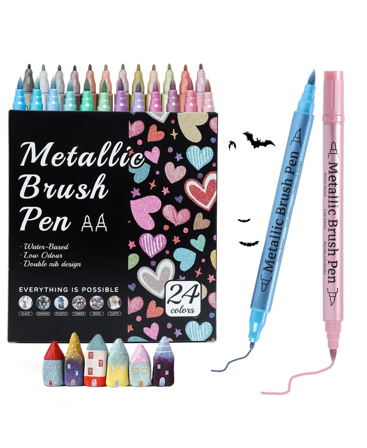 Click here for Htutwoo 24 Colors Metallic Markers  Dual Tip Glitt... prices