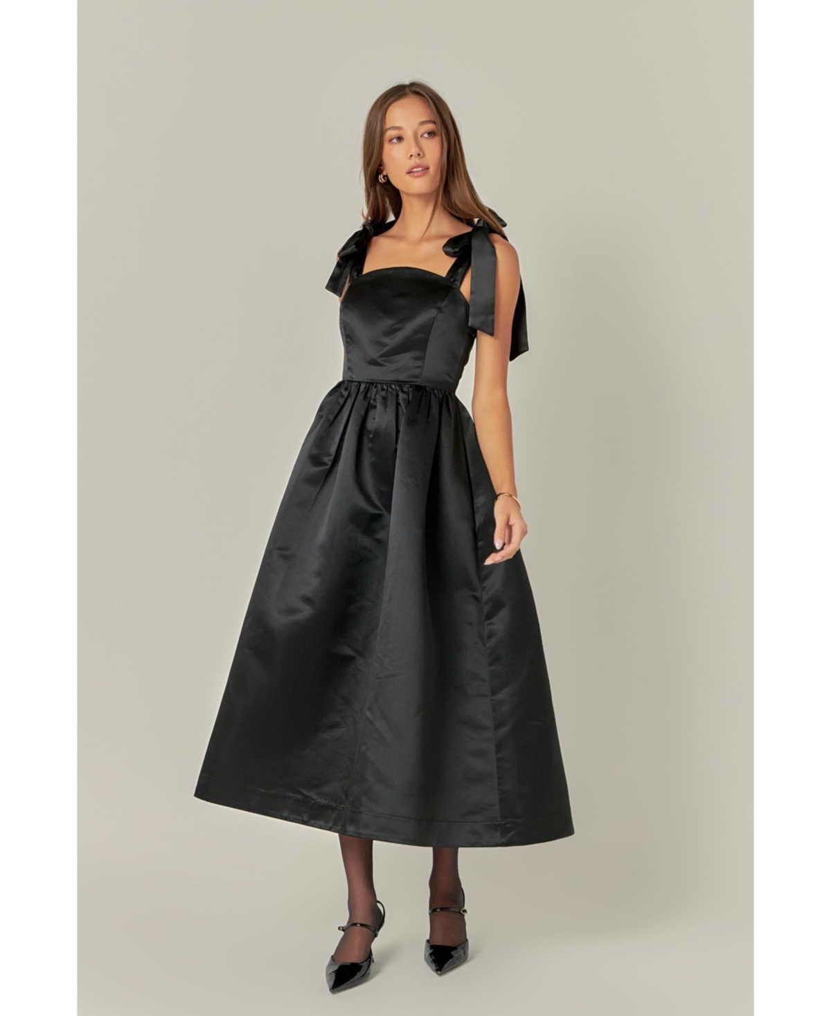 Click here for English Factory Womens Bow Pointed Blk Midi Dress... prices