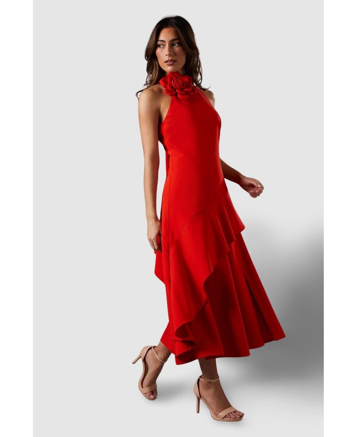 Click here for Coast Womens High Neck Corsage Detail Midi Dress -... prices