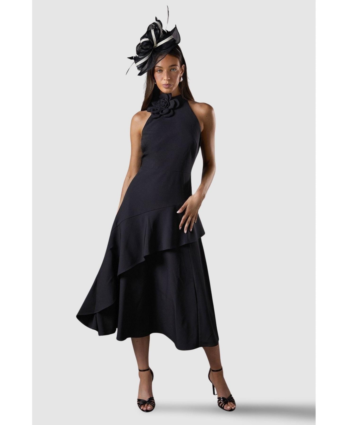 Click here for Coast Womens High Neck Corsage Detail Midi Dress -... prices