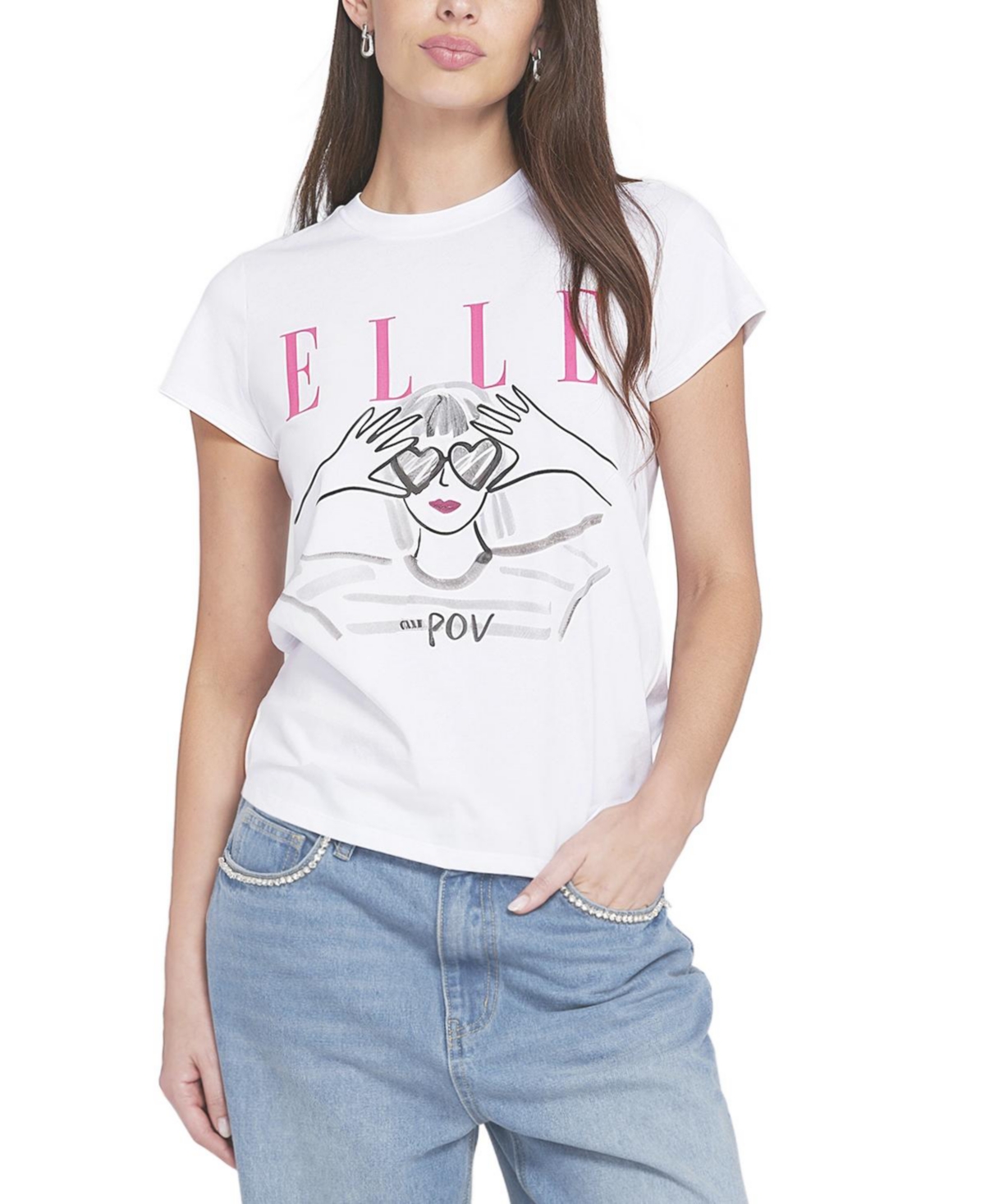 Click here for Elle Collection Womens Heart Eyes Graphic Tee T-Sh... prices