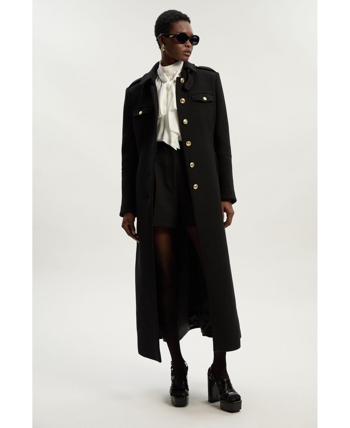 Click here for Karen Millen Womens Wool Military Tailored Maxi Co... prices