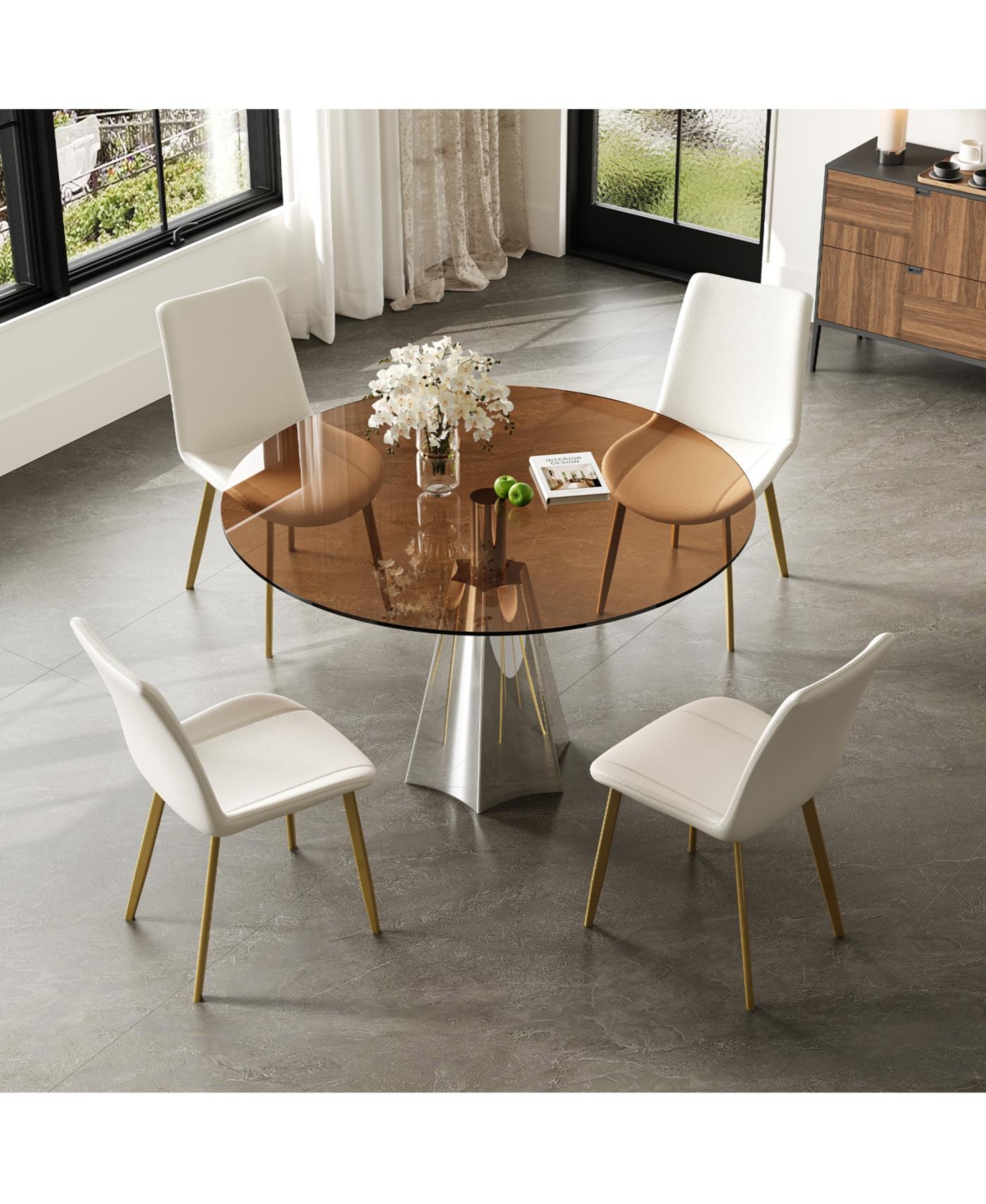 Click here for Streamdale 35" Round Dining Table Set w/ 4 Wh... prices