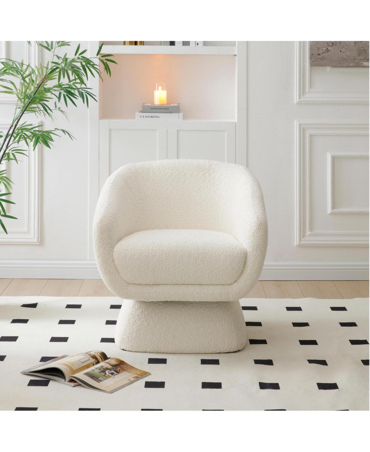 Click here for Streamdale Furniture White Boucle Swivel Chair  So... prices