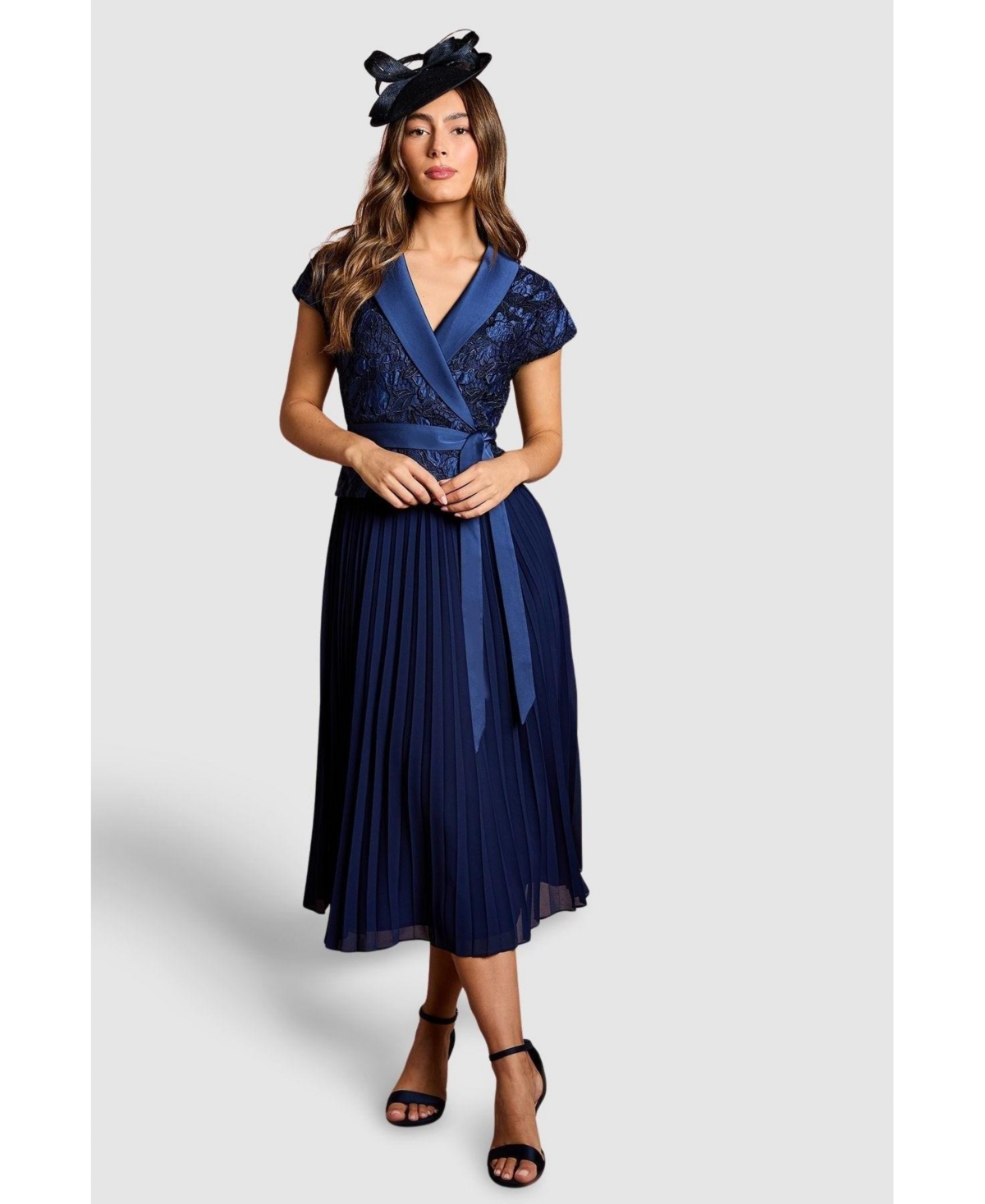 Click here for Coast Womens Lace Wrap Top Pleat Tux Midi Dress -... prices