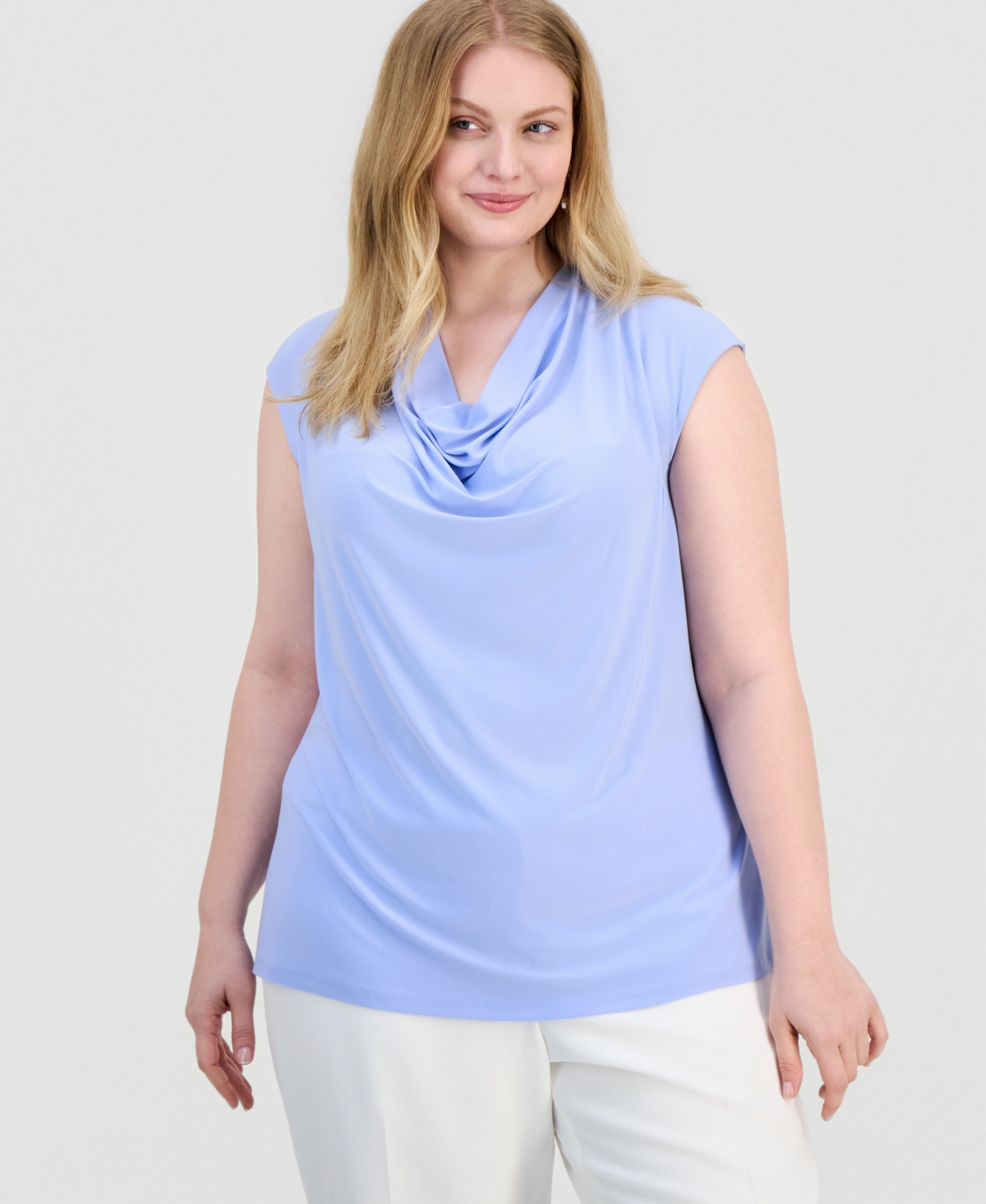 Click here for Kasper Plus Size Cowl-Neck Cap-Sleeve Top - Paris... prices