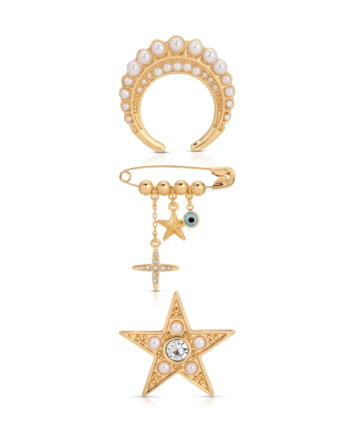 Click here for Ettika Gold Plated Celestial Brooch Set - Gold prices