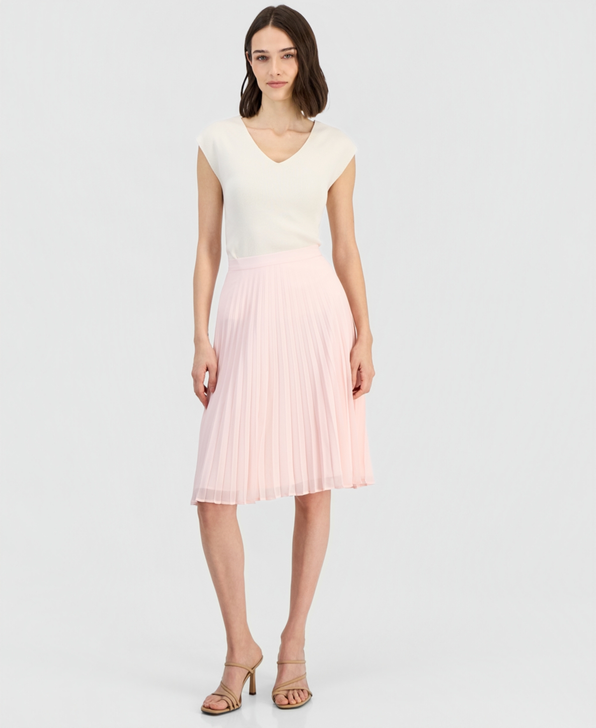 Click here for Tahari Asl Womens Solid-Color Pleated Chiffon Midi... prices