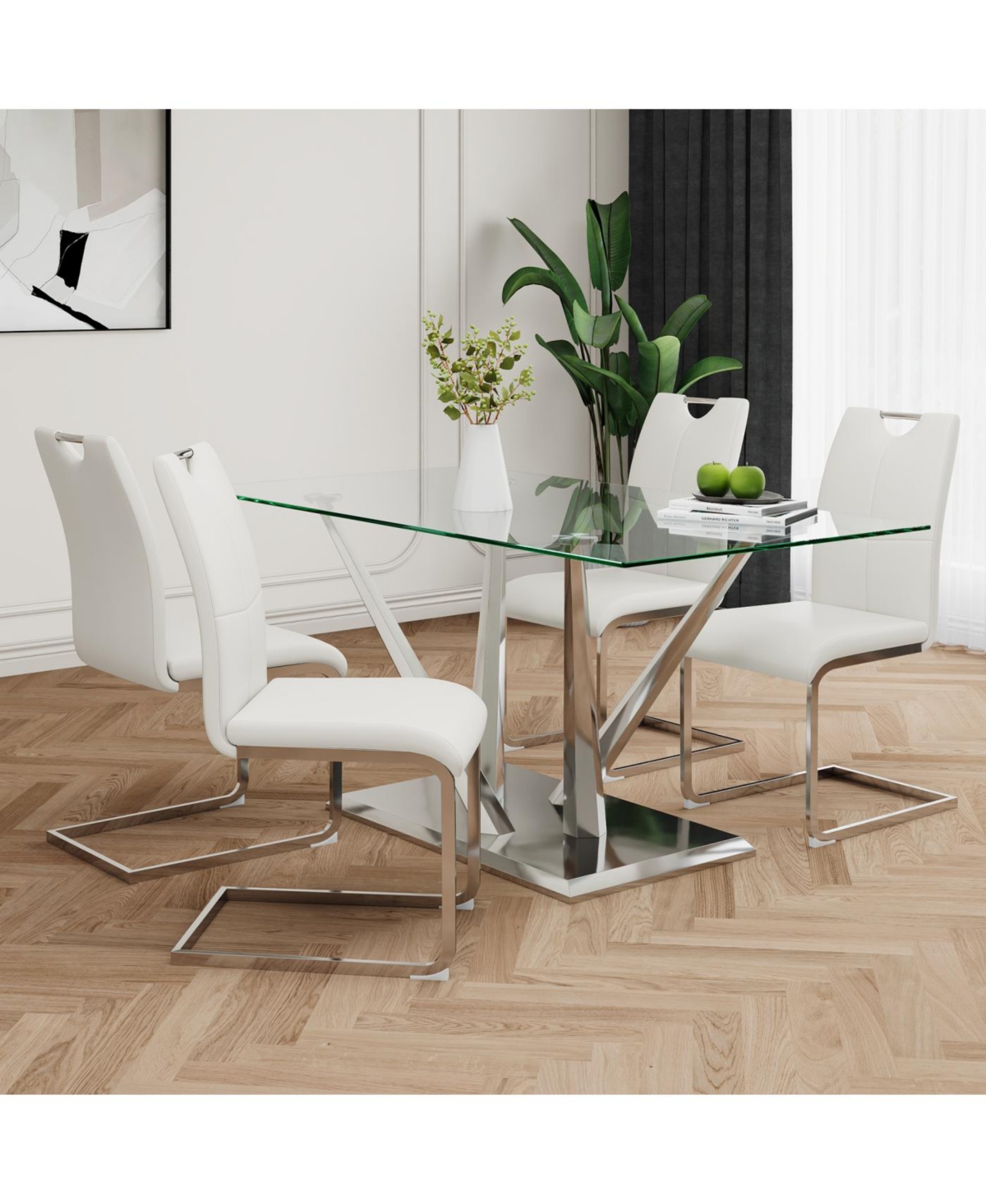 Click here for Streamdale Furniture Modern Glass Dining Table Set... prices