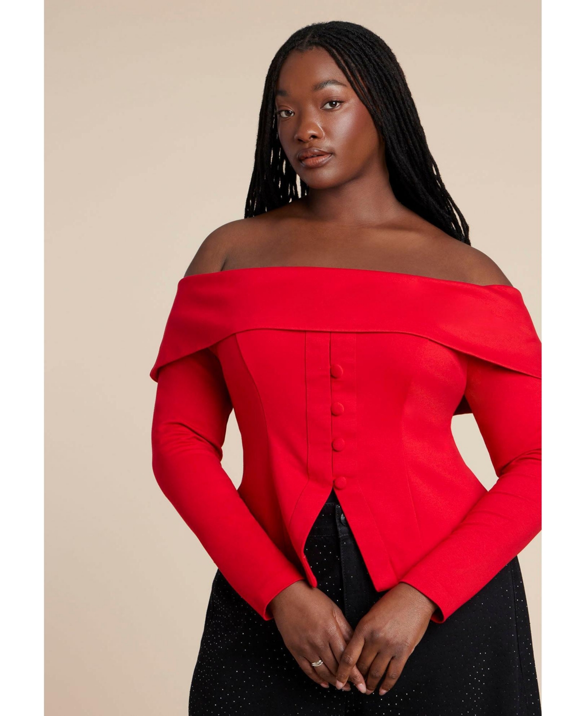 Click here for Eloquii Womens Plus Size Fold Over Top With Front... prices