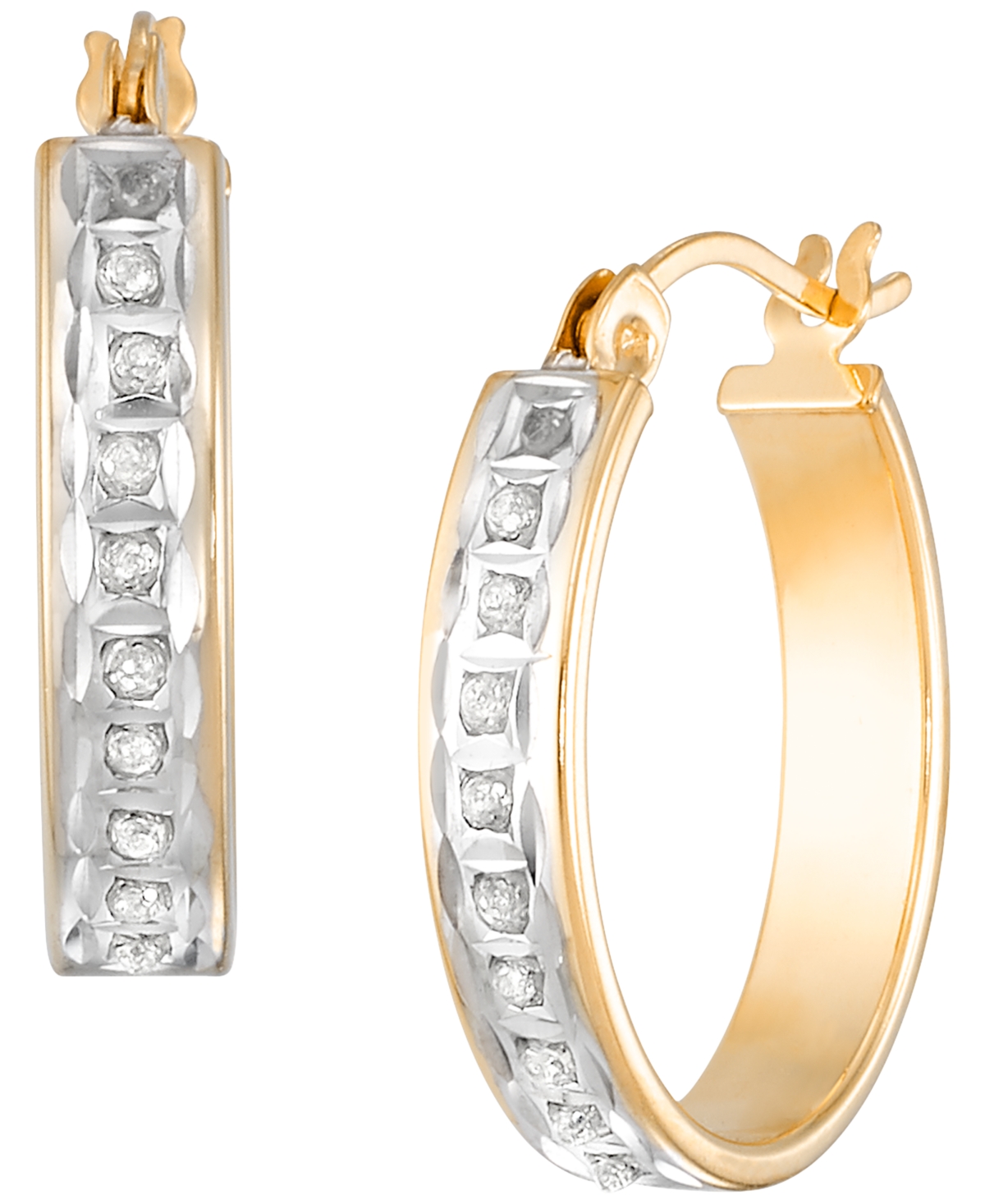 Click here for Macys Diamond Hoop Earrings (0.01 ct. t.w.) in 18k... prices