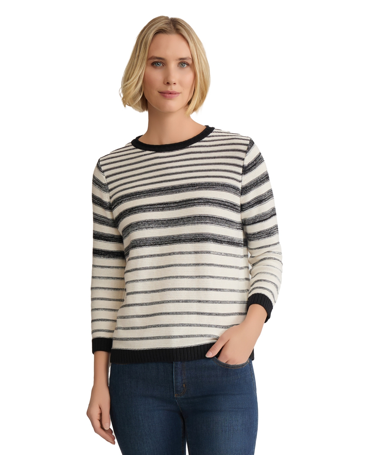 Click here for Jones New York Womens Striped Crewneck Sweater - J... prices