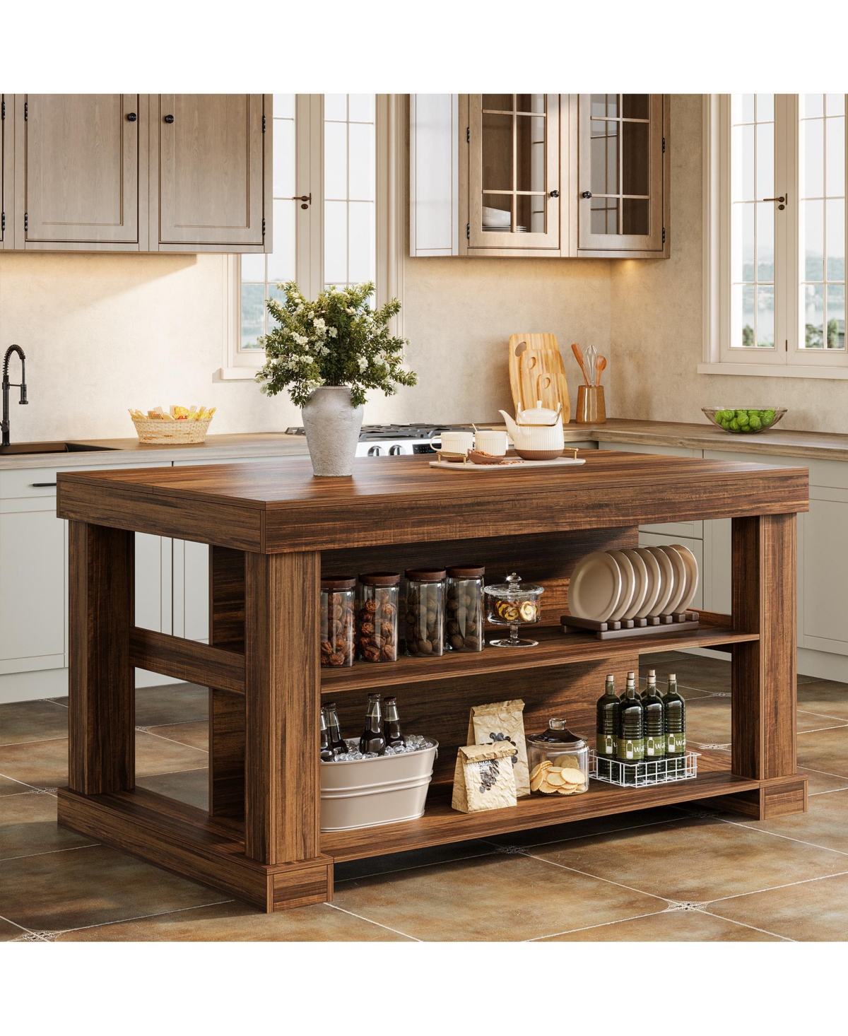 Click here for Tribesigns Kitchen Island with 3 Shelves  55 Inche... prices
