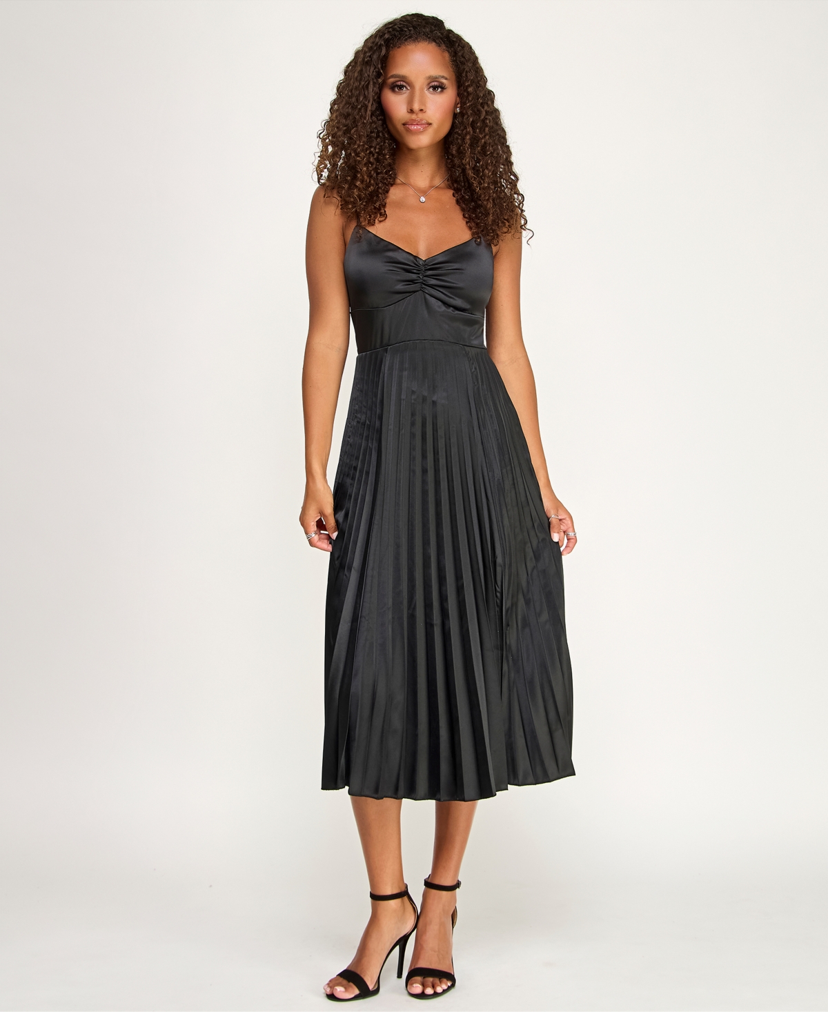 Click here for Katia Rae Juniors Tie-Back Detail Midi Dress - Bla... prices