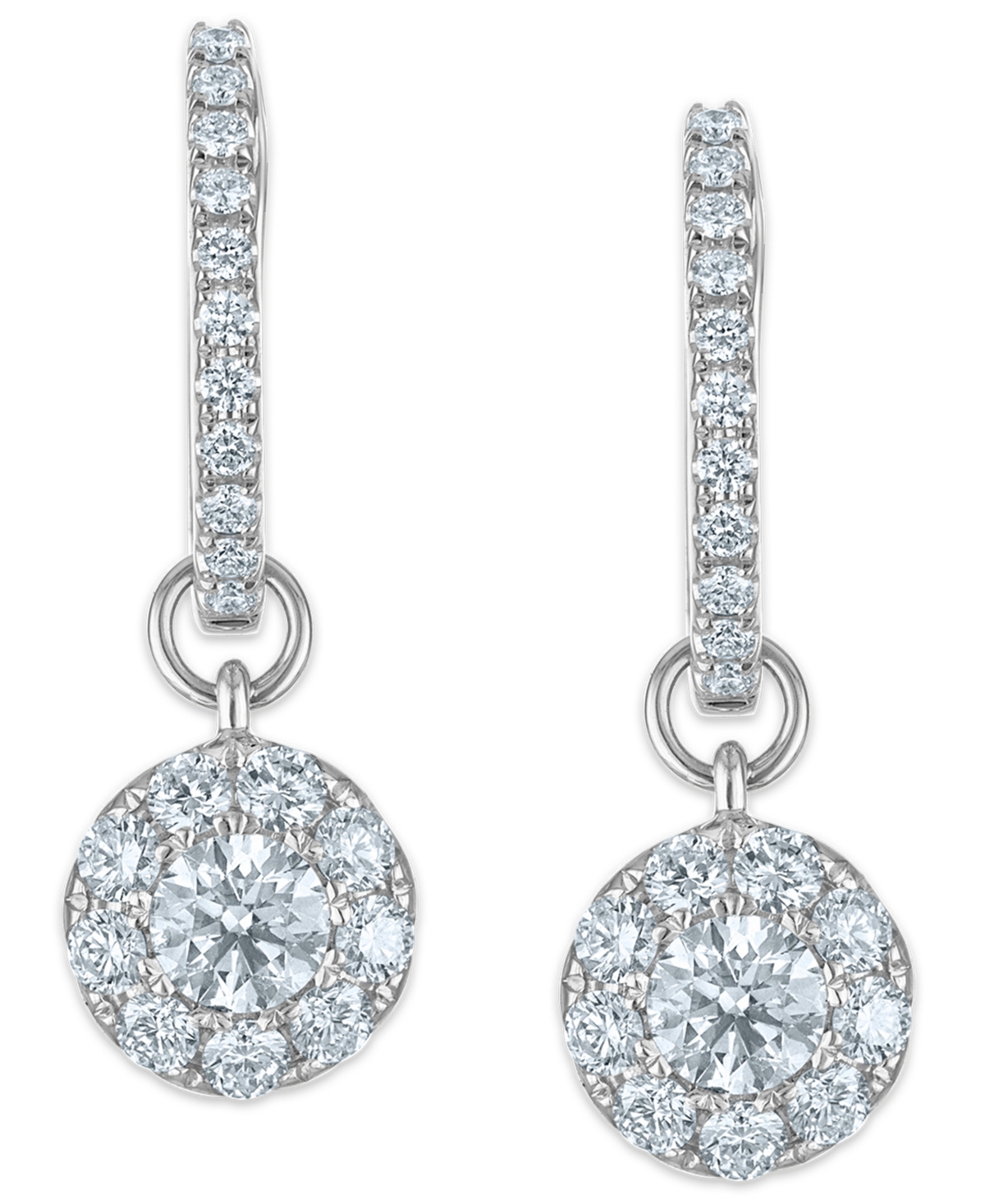 Click here for Macys White Diamond Drop Hoop Earrings (1.15 ct. t... prices