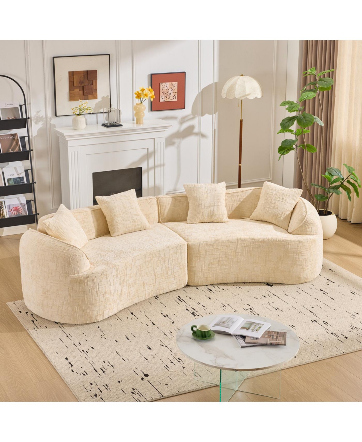 Click here for Streamdale Beige Curved Sofa  Nordic-style Design... prices