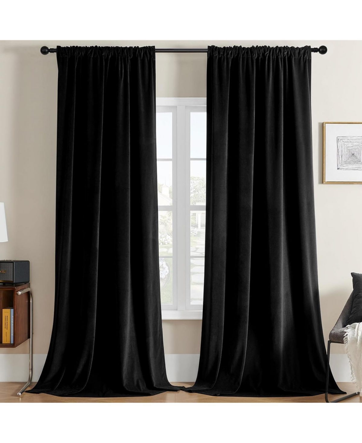 Click here for Joydeco Velvet Curtains 90 inch Length 2 Panels Lu... prices