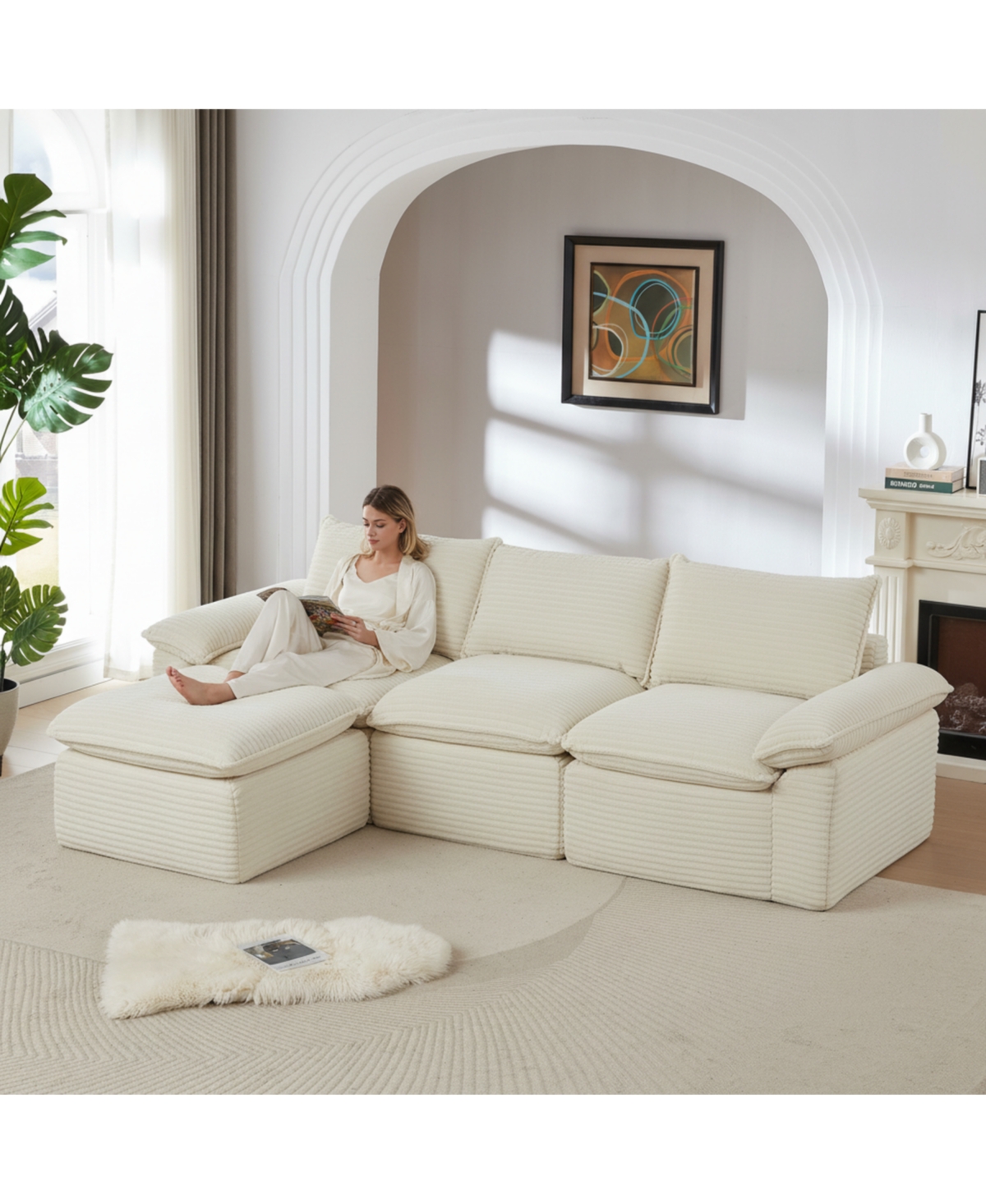 Click here for Streamdale Furniture Modern corduroy cloud sofa  c... prices