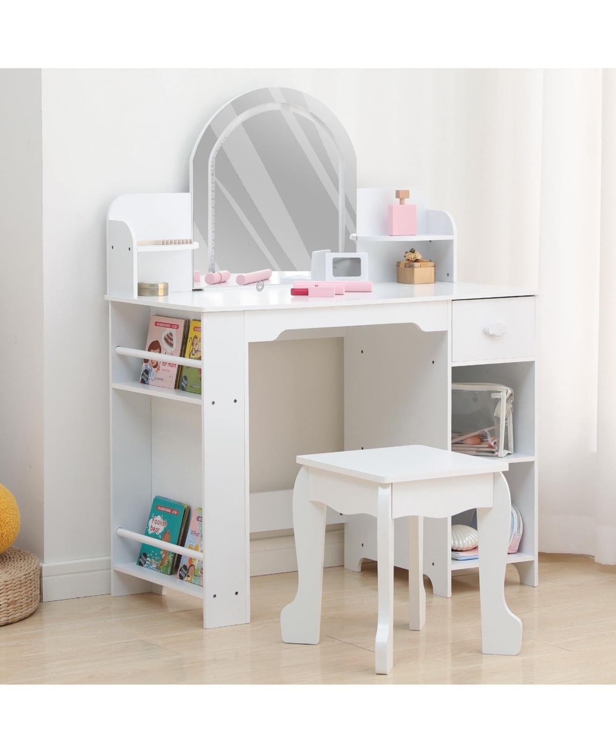 Click here for gaomon Kids Vanity with Lighted Mirror & Stool  Li... prices