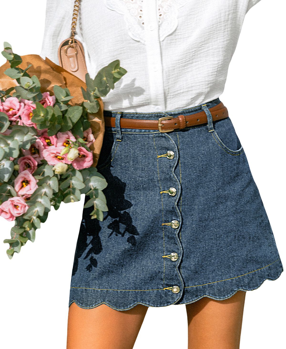 Click here for Cupshe Womens Round & Round Blue Mini Skirt - Ligh... prices