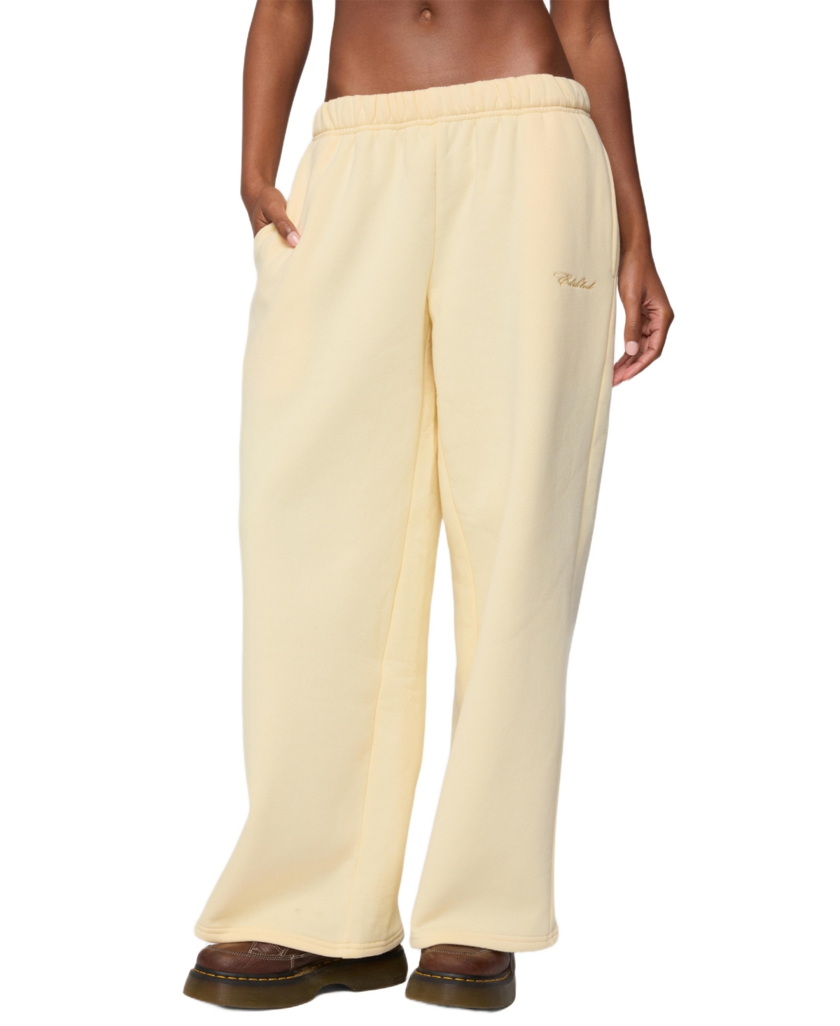 Click here for Edikted Womens Basic Girl Wide Leg Sweatpants - Ye... prices