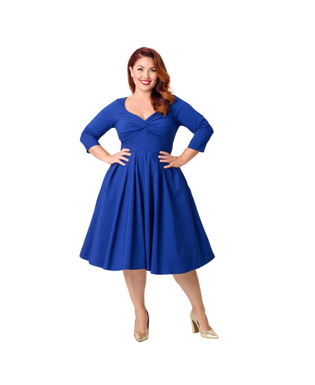 Click here for Unique Vintage Plus Size 1950s Front Twist Swing D... prices