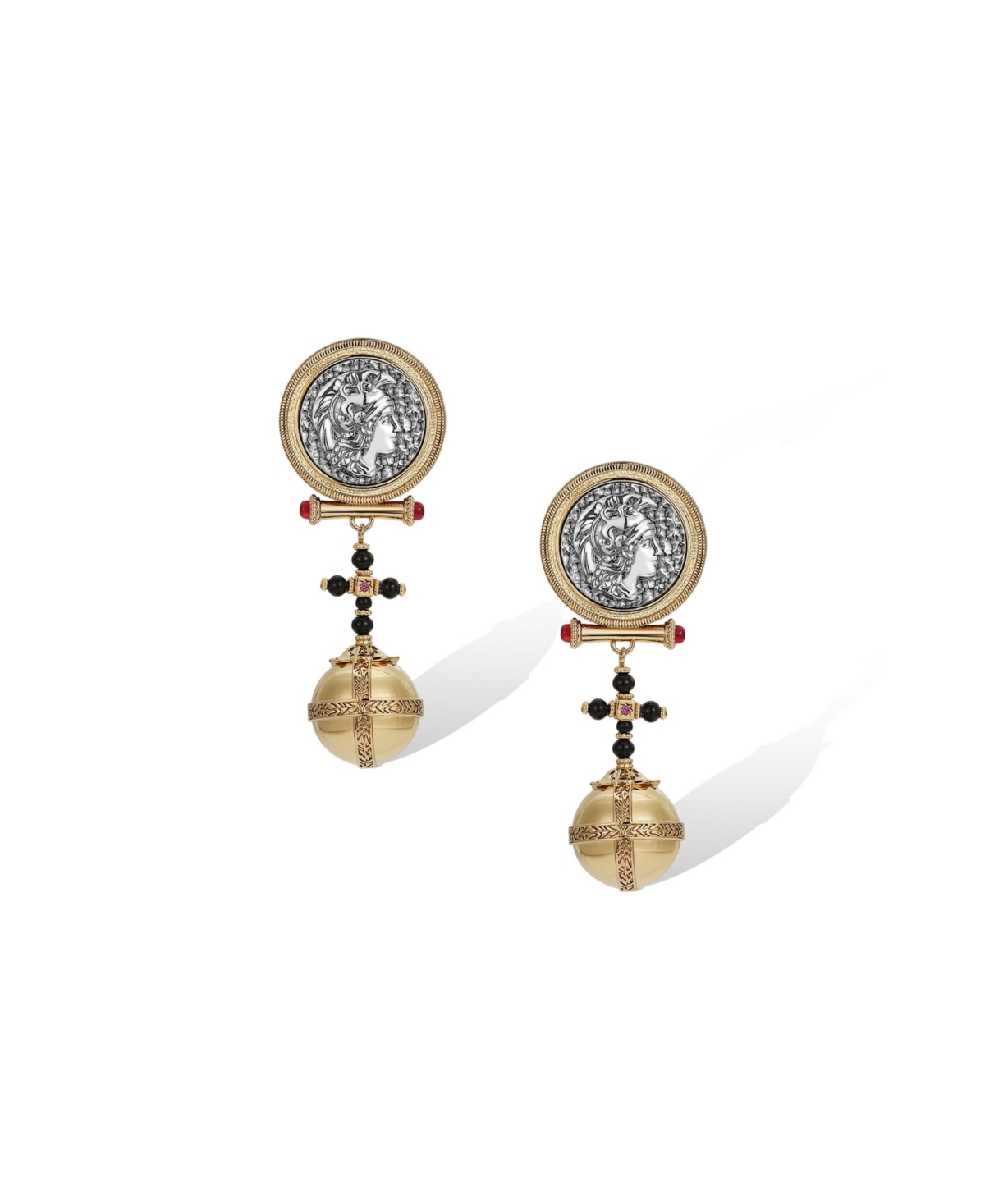Click here for Retro Chic Globus Cruciger Coin Earrings - Gold  b... prices