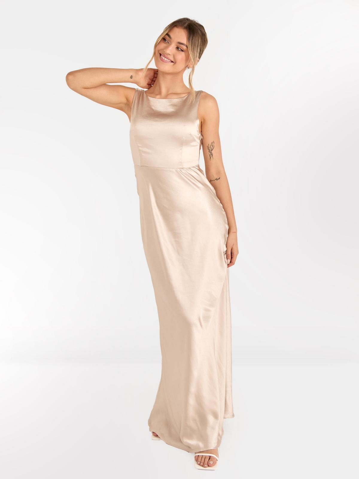 Click here for Six Stories Cowl Back Satin Bridesmaid Dress - Oys... prices