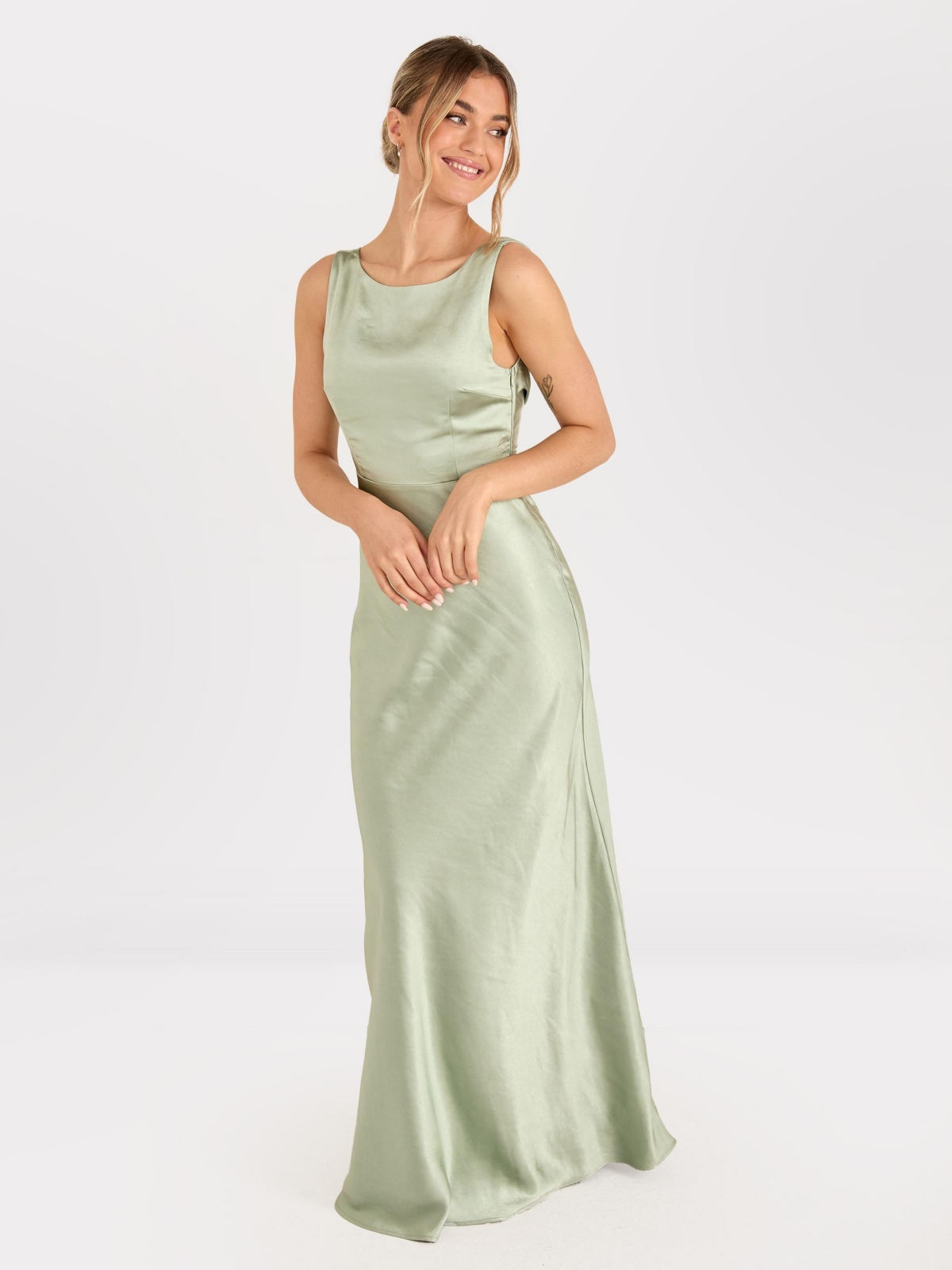 Click here for Six Stories Cowl Back Satin Bridesmaid Dress - Sag... prices