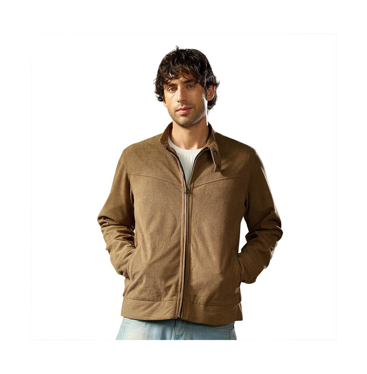 Click here for Campus Sutra Mens Coffee Brown Corduroy Rider Jack... prices