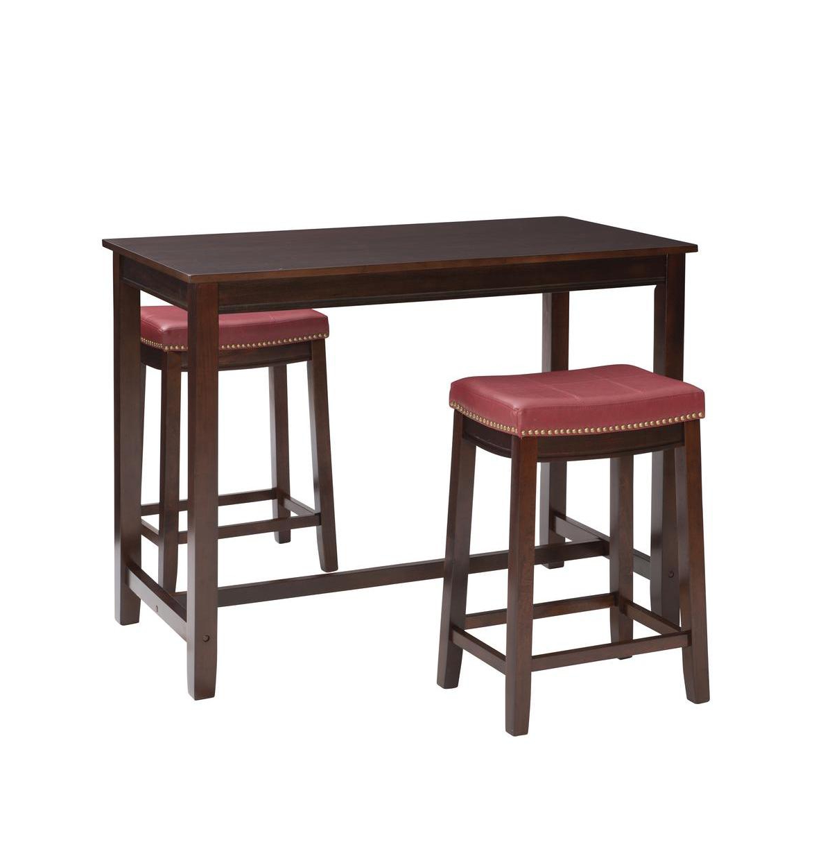 Click here for Linon Claridge 3Pc Counter Set Brown Red prices