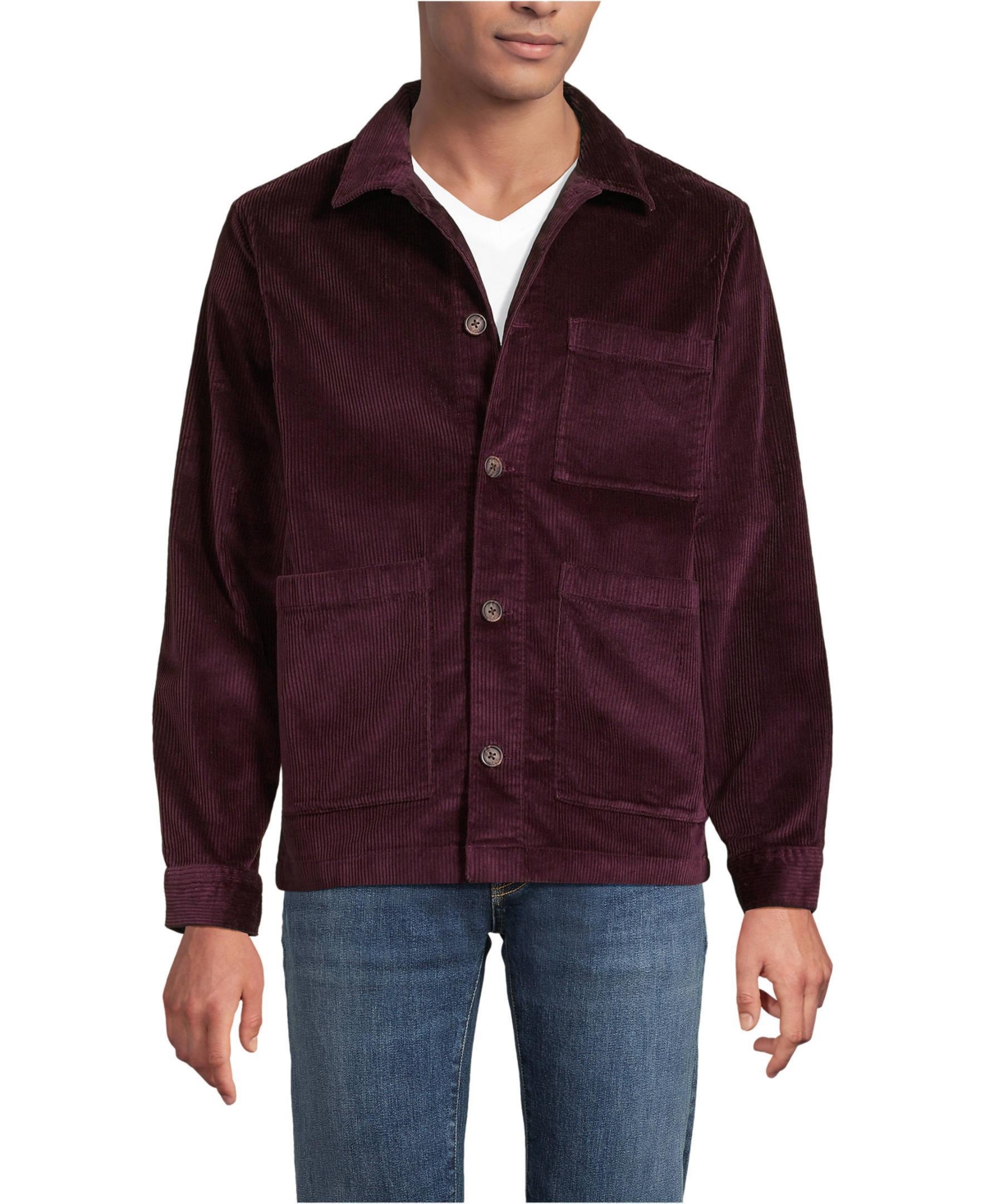 Click here for Lands End Mens Corduroy Chore Jacket - Lush burgun... prices