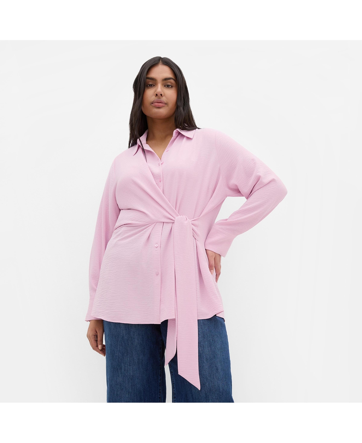 Click here for City Chic Womens Telia Side Tie Shirt - Soft pink prices