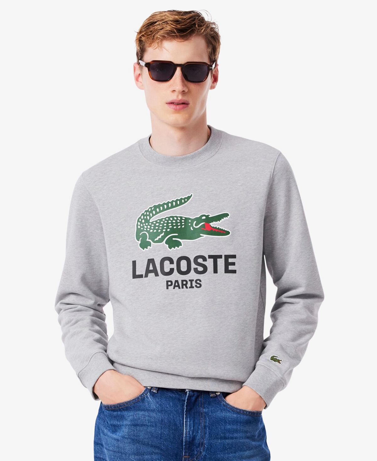 Click here for Lacoste Mens Crocodile Print Crewneck Sweatshirt -... prices