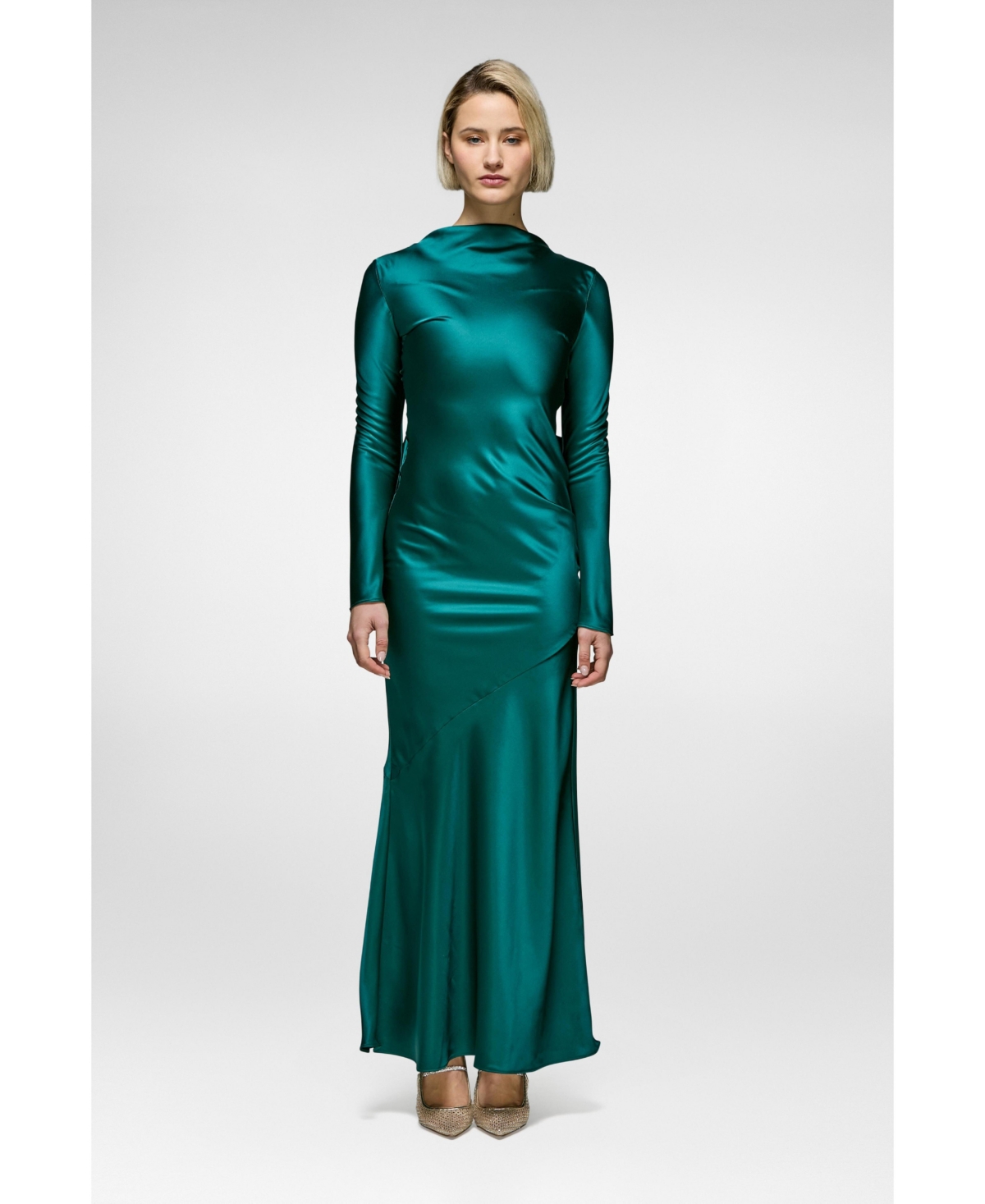 Click here for Daska Womens Bow Dress - Emerald green prices