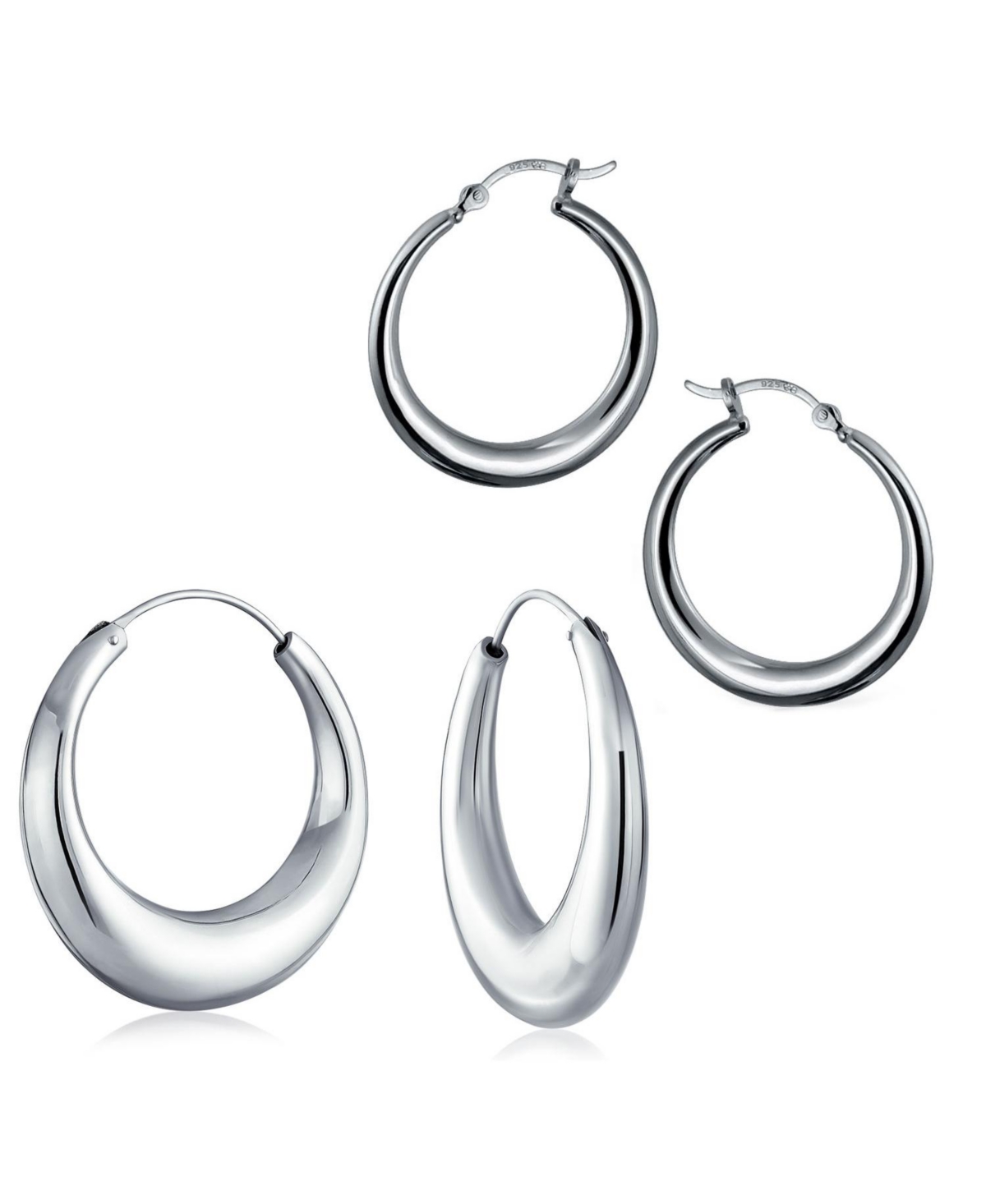 Click here for Bling Jewelry Set of 2 Hollow Puff Tube Round 1.75... prices