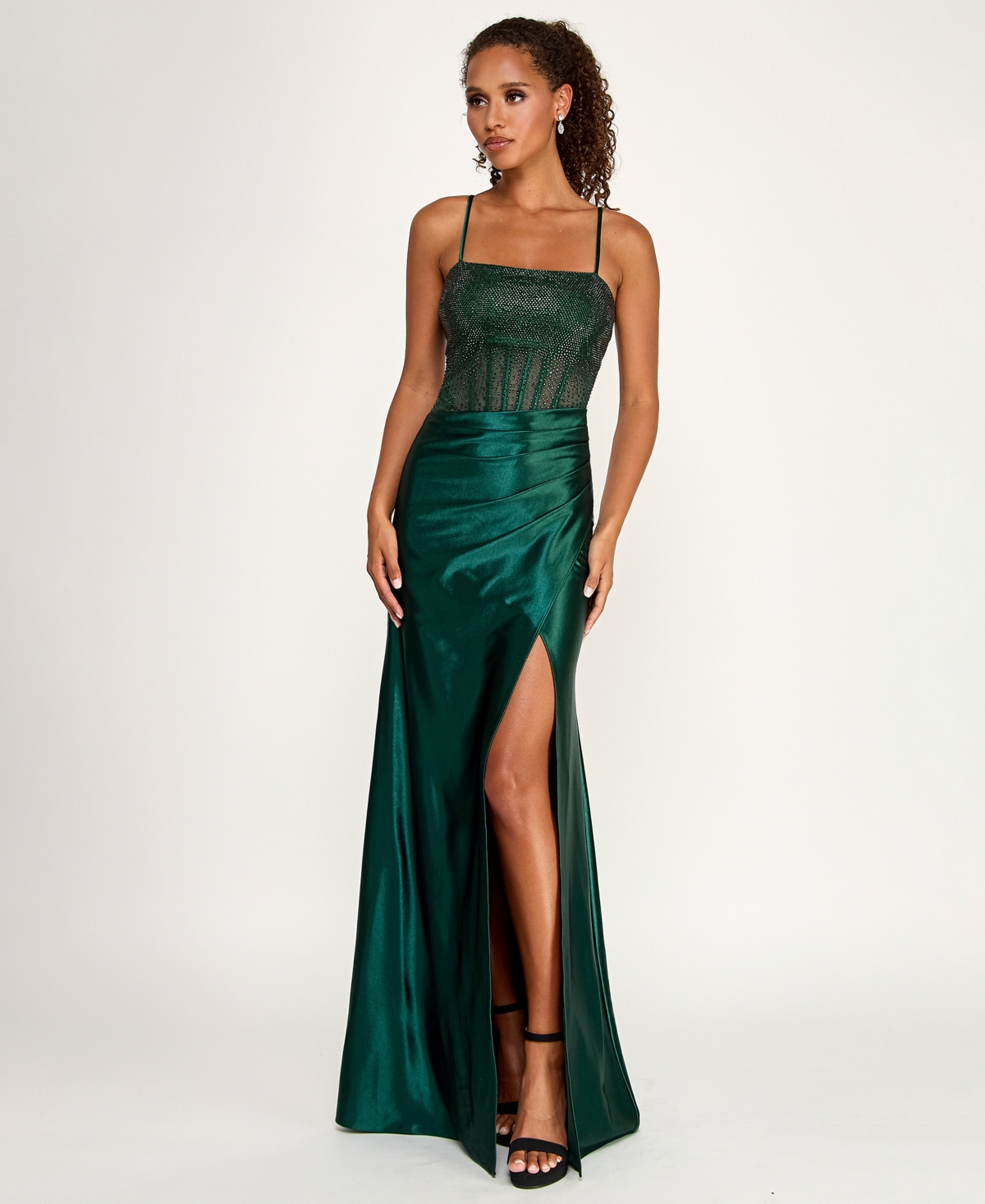 Click here for City Studios Juniors Square Neck Side Slit Gown -... prices