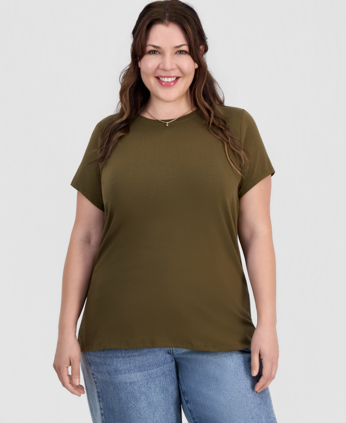 Click here for Aveto Plus Size Basic Crewneck Short-Sleeve T-Shir... prices