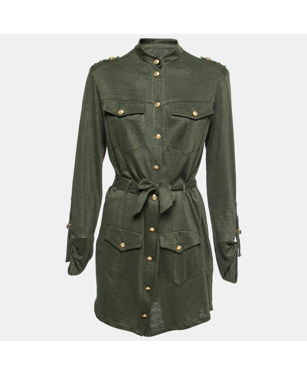 Click here for Pre-Owned Balmain Womens Kaki Green Knit Button-Em... prices