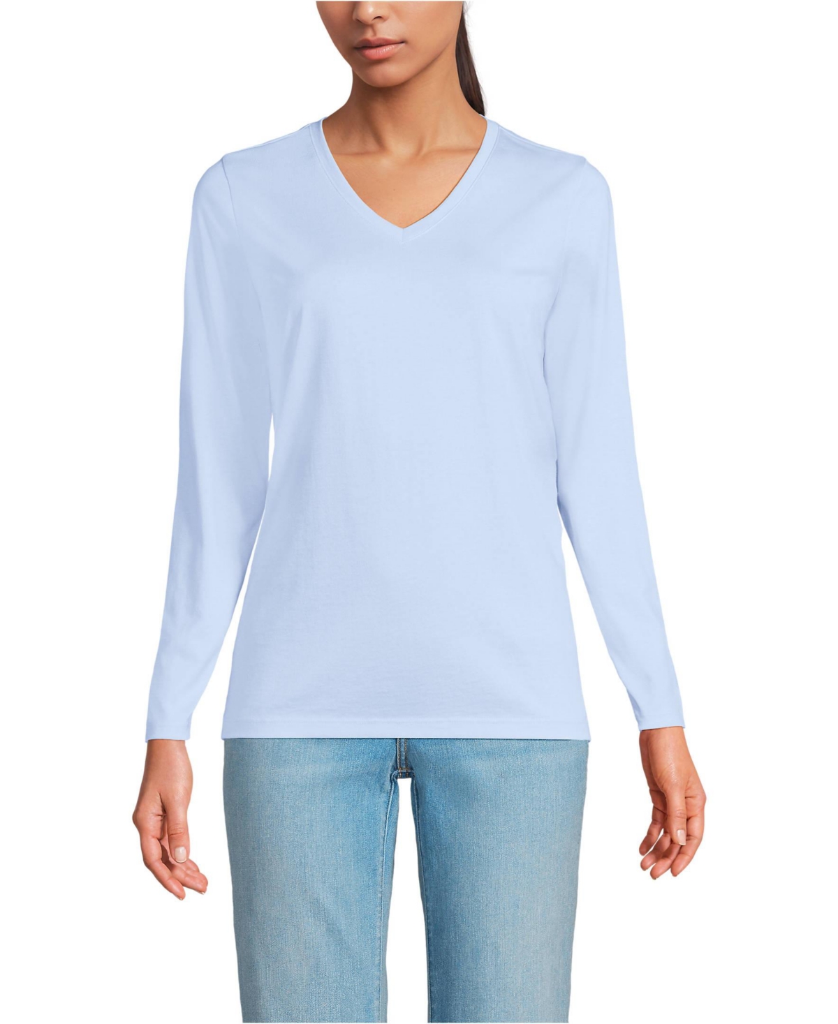 Click here for Lands End Womens Supima Cotton Long Sleeve V-Neck... prices