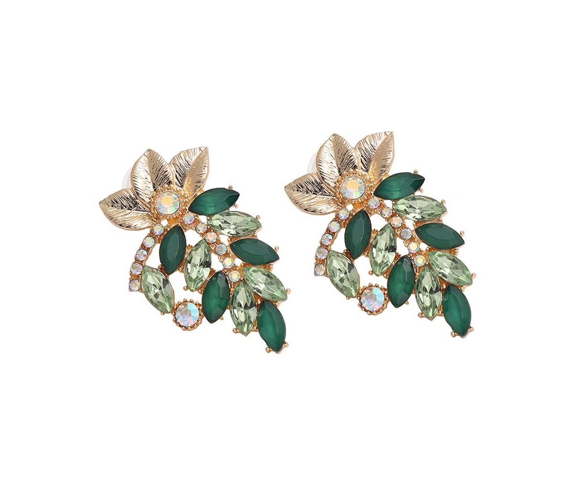 Click here for Sohi Womens Stone Cluster Drop Earrings - Green prices