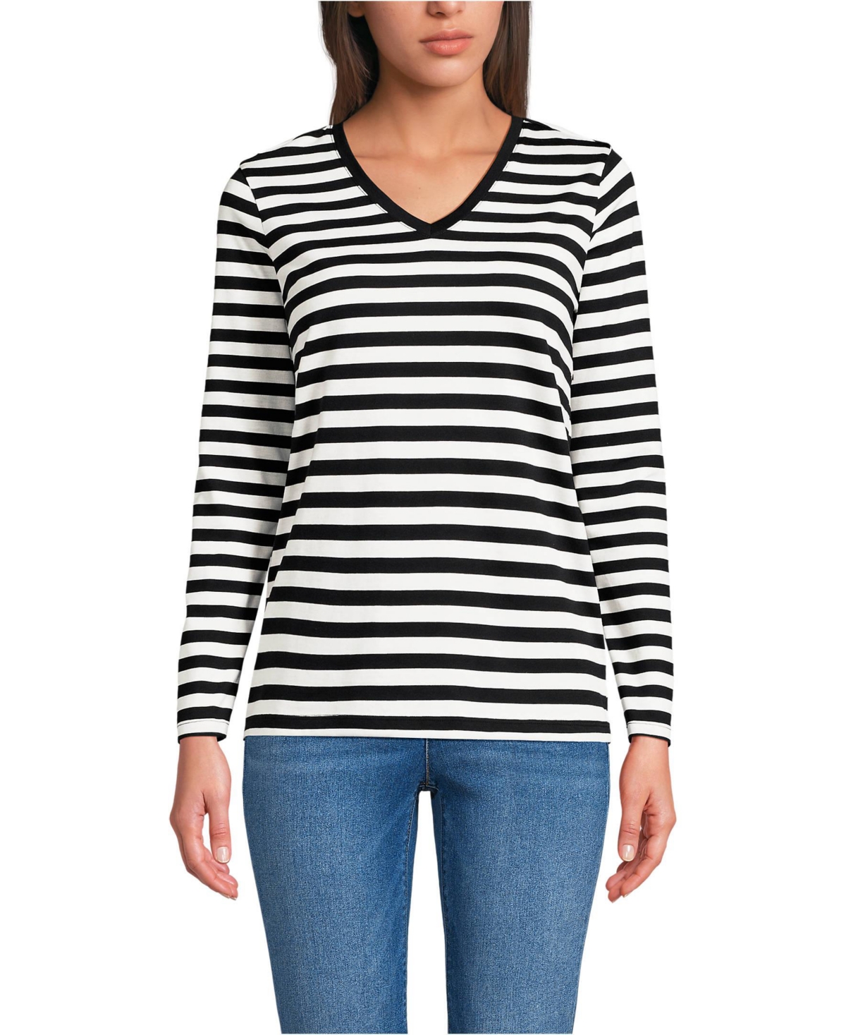 Click here for Lands End Womens Supima Cotton Long Sleeve V-Neck... prices