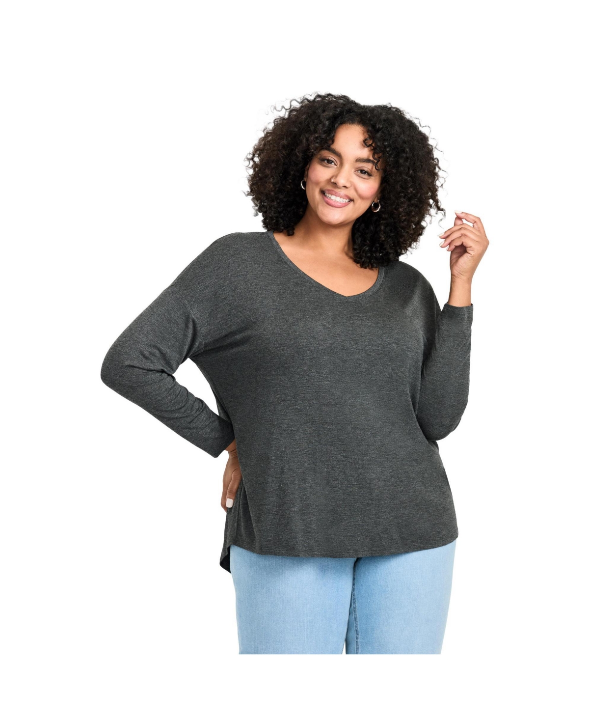 Click here for Avenue Womens Taya Essential Top - Charcoal marled prices