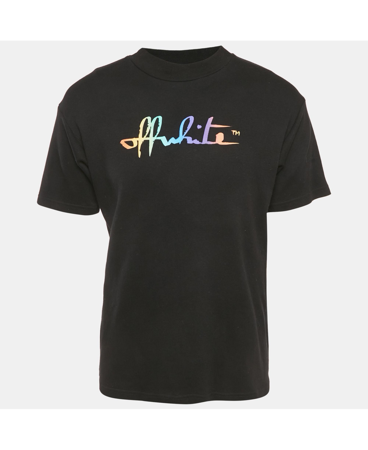 Click here for Pre-Owned Off-White Mens Black Painted Logo Cotton... prices