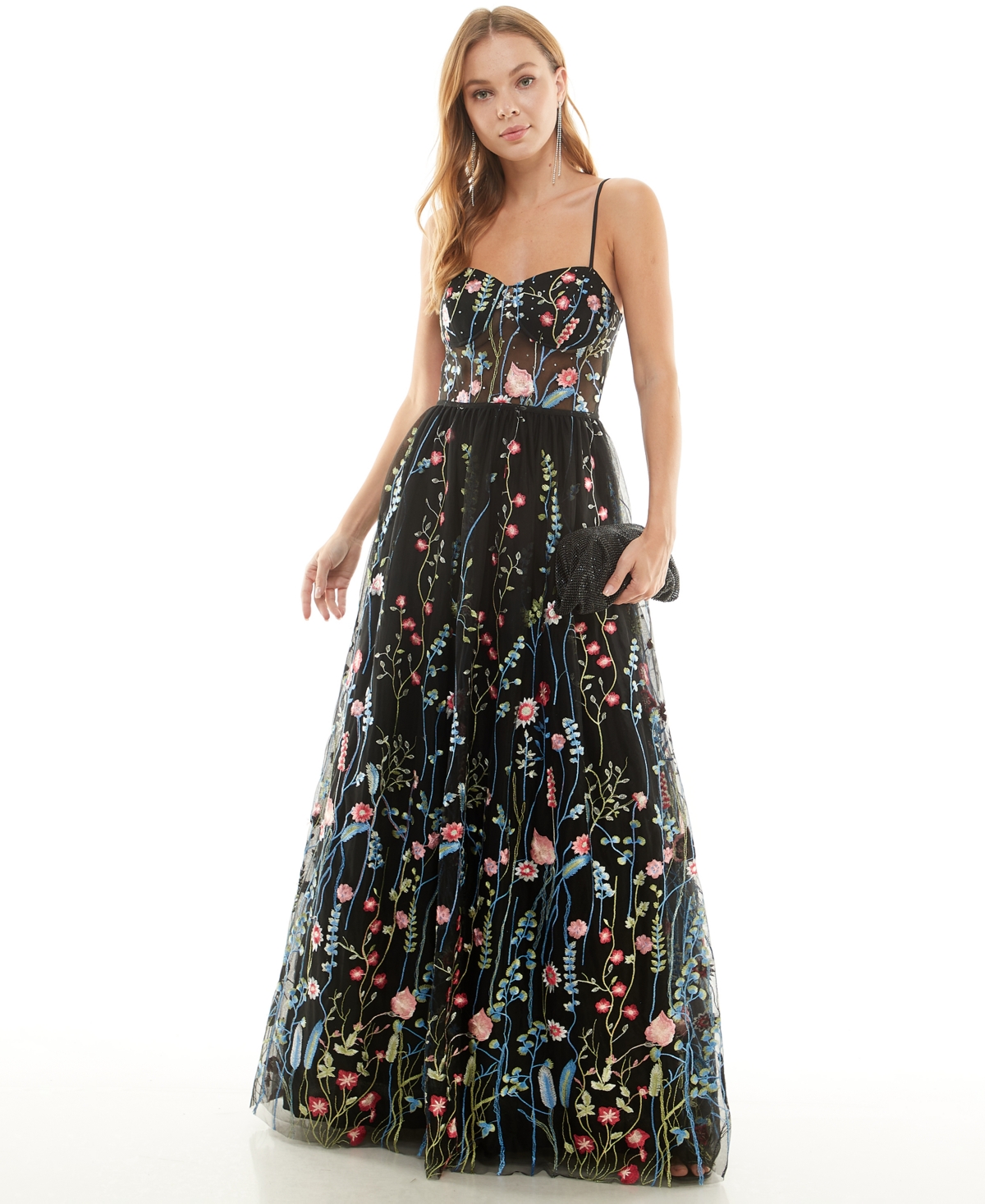 Click here for City Studios Juniors Embroidered Corset Gown - Bla... prices